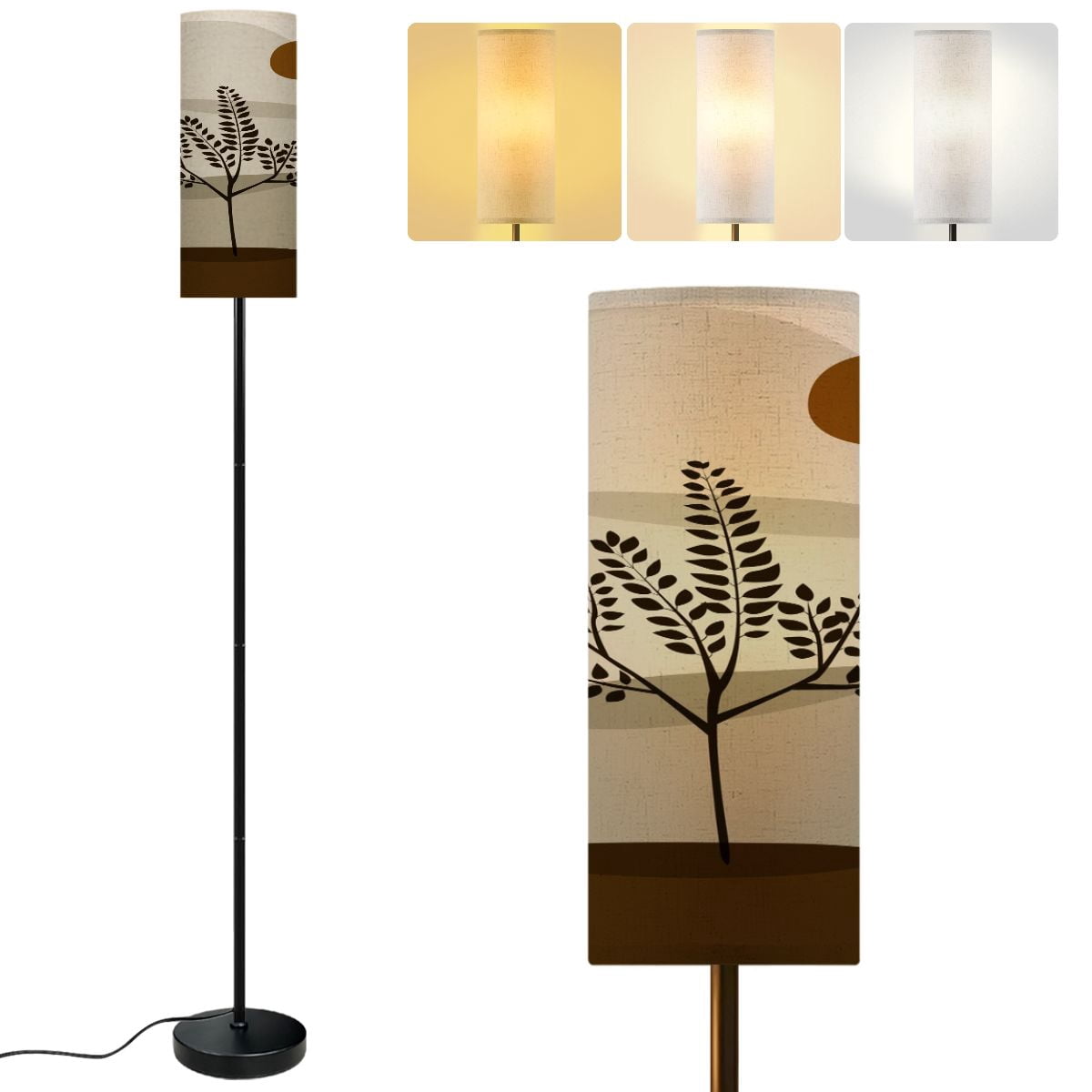 Modern Standing Floor Lamp Shape Green Boho Leaf Plant Sun Minimalist ...
