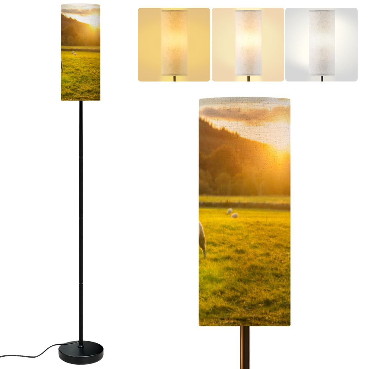 Modern Standing Floor Lamp Sheeps field Highlands Dimmable Metal Pole ...