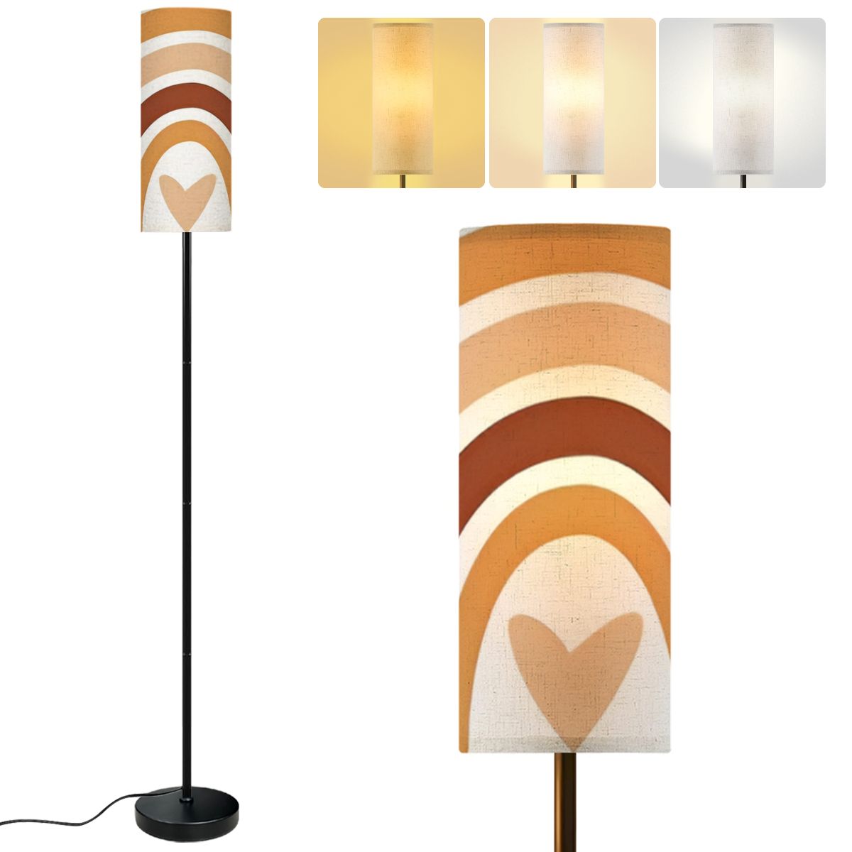 Modern Standing Floor Lamp Simple boho rainbow Trendy hand drawn modern ...