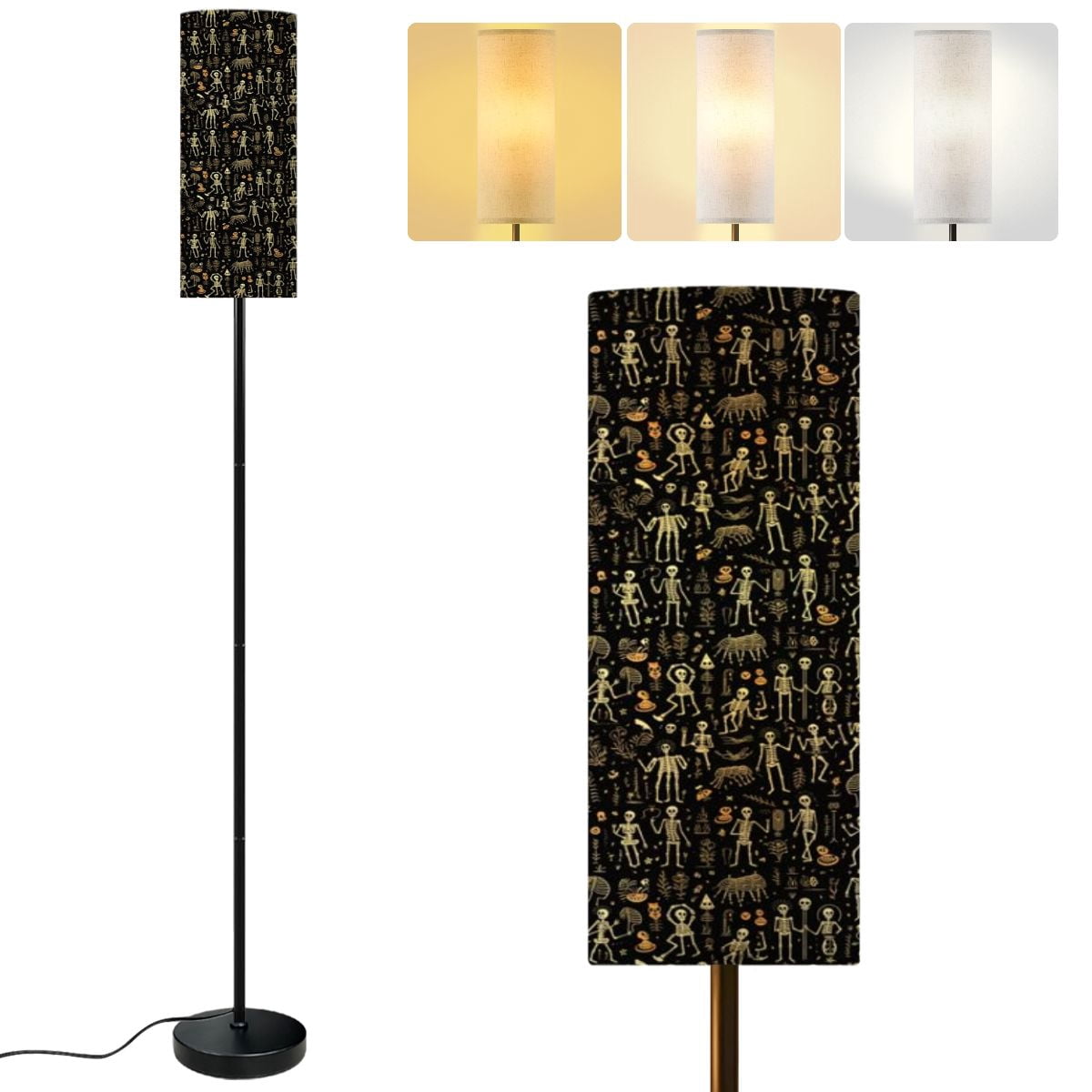 Modern Standing Floor Lamp Skeleton Seamless Horror Halloween Skull ...