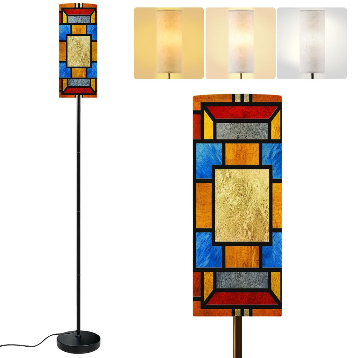 Modern Standing Floor Lamp Sketch colored stained glass window Art Deco ...