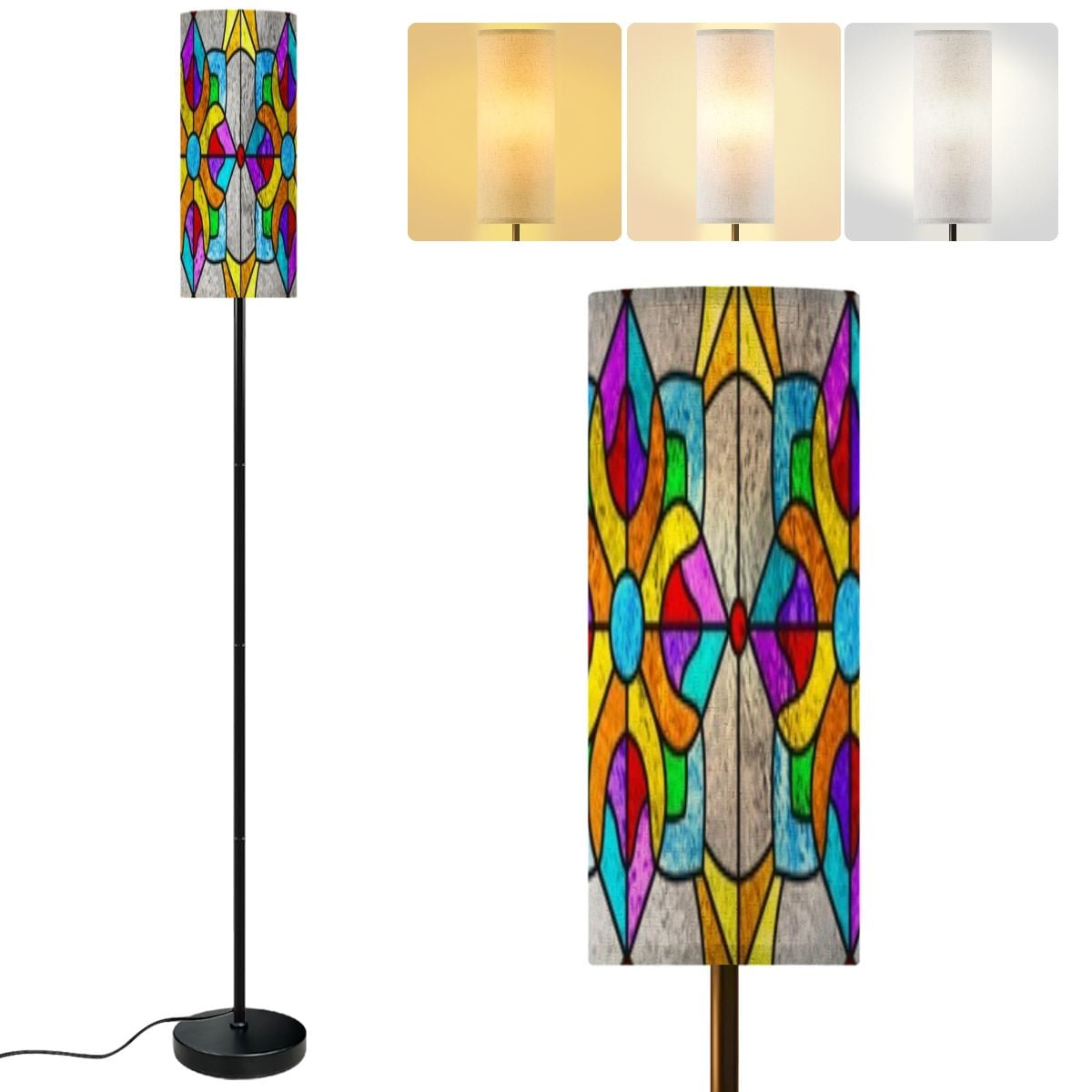 Modern Standing Floor Lamp Sketch colorful stained glass window ...