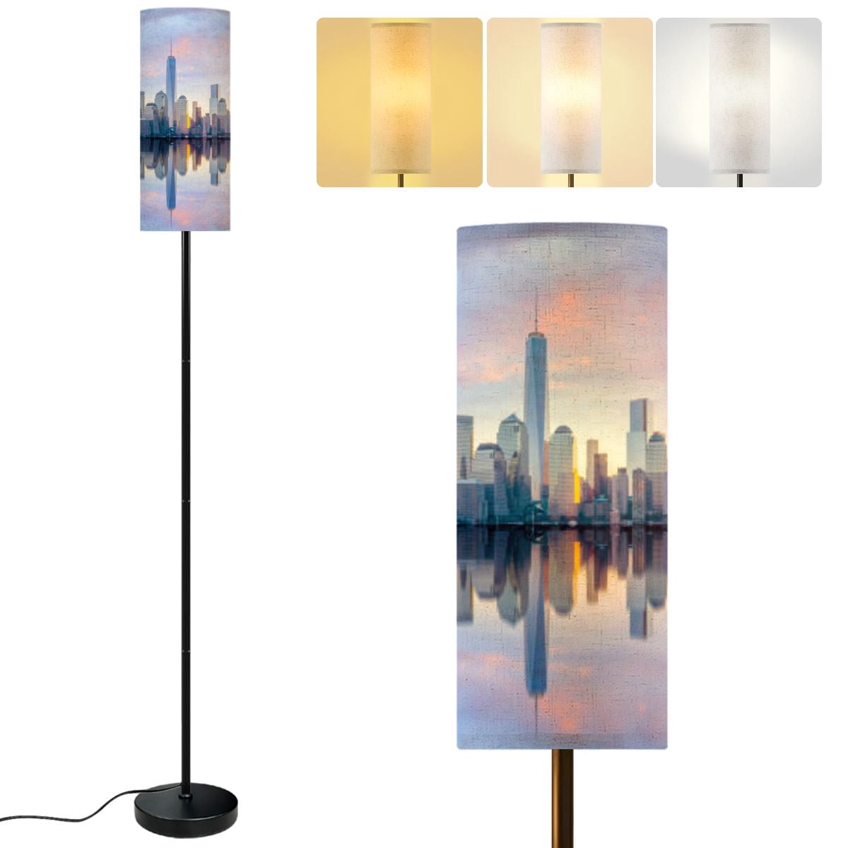 Modern Standing Floor Lamp Skyline World Trade Center building twilight ...