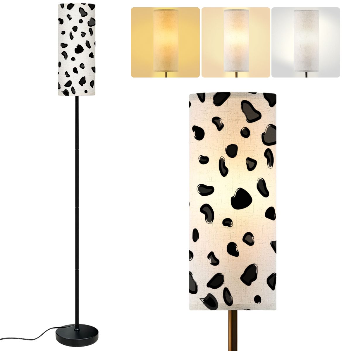 Modern Standing Floor Lamp Spotted Lion Design Dalmatian Cow Funky ...