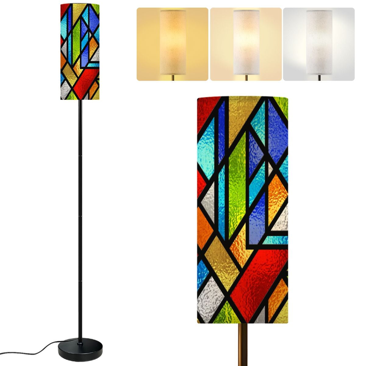 Modern Standing Floor Lamp Stained glass window Abstract colorful ...