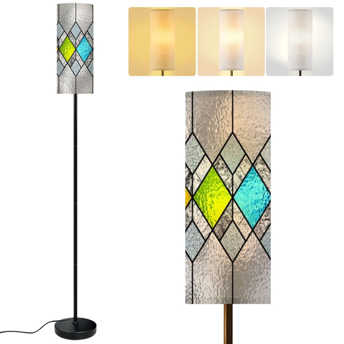 Modern Standing Floor Lamp Stained glass window Seamless geometric ...