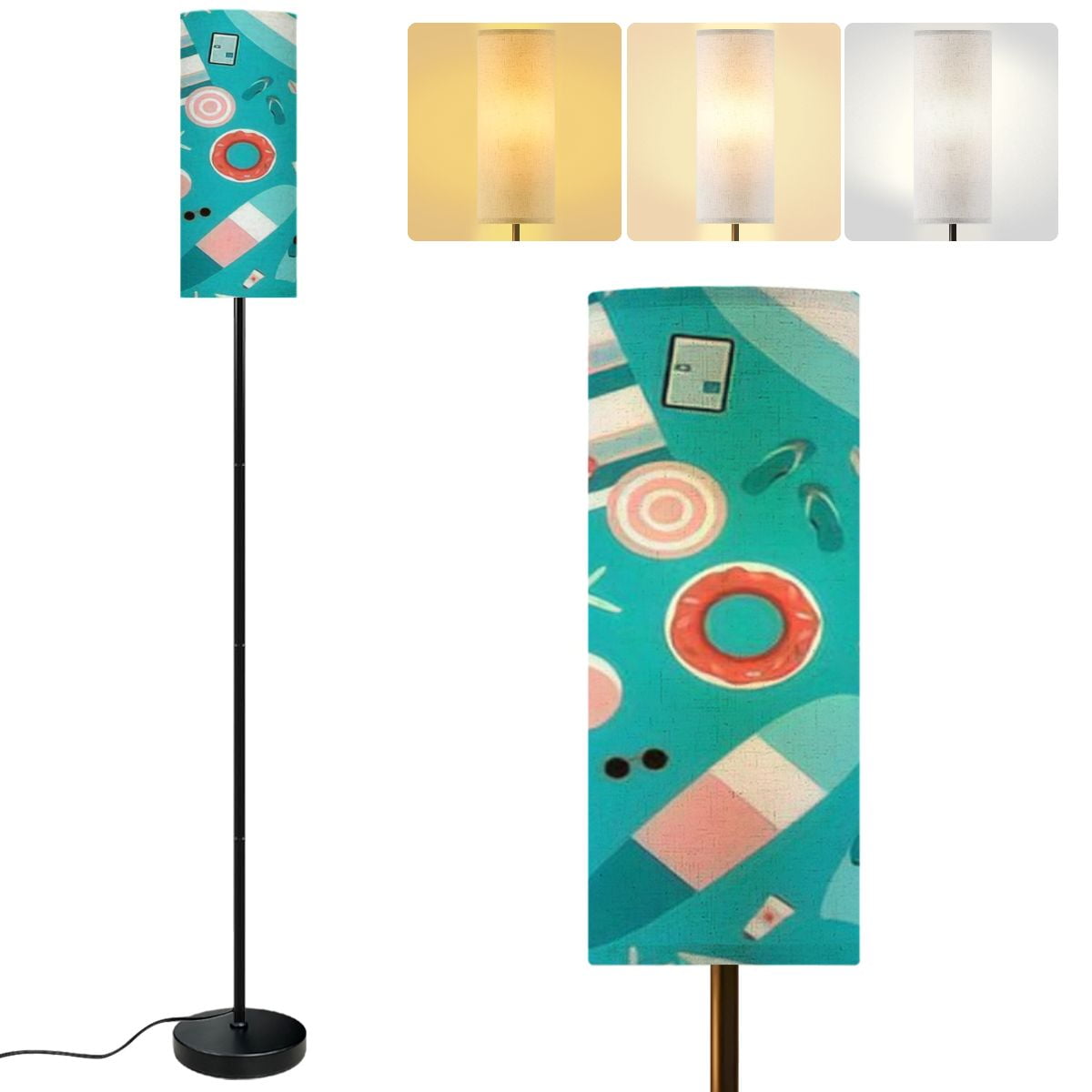 Modern Standing Floor Lamp Summer beach funny objects blue Summertime ...