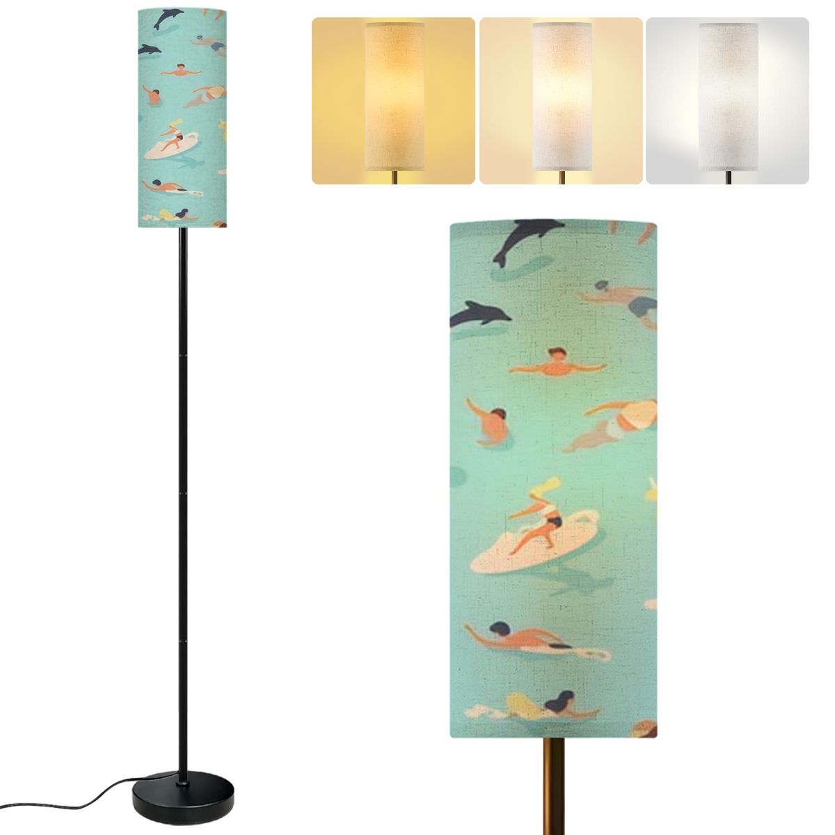 Modern Standing Floor Lamp Summer seamless pattern people swimming ...