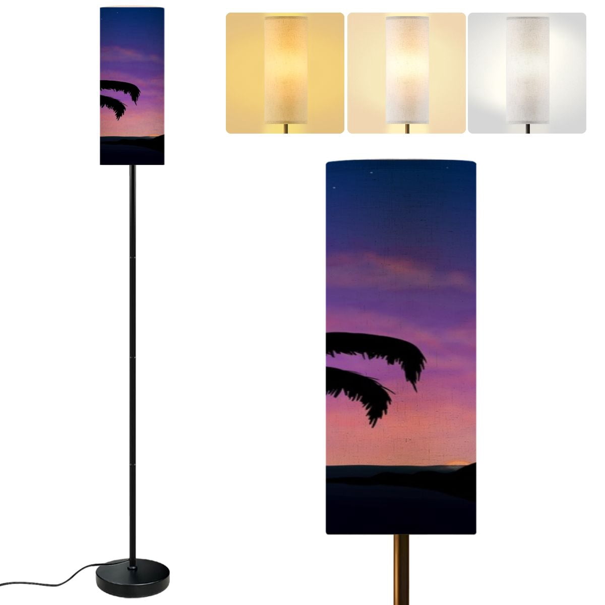 Modern Standing Floor Lamp Sunset beach Sea mountains Palm trees ...