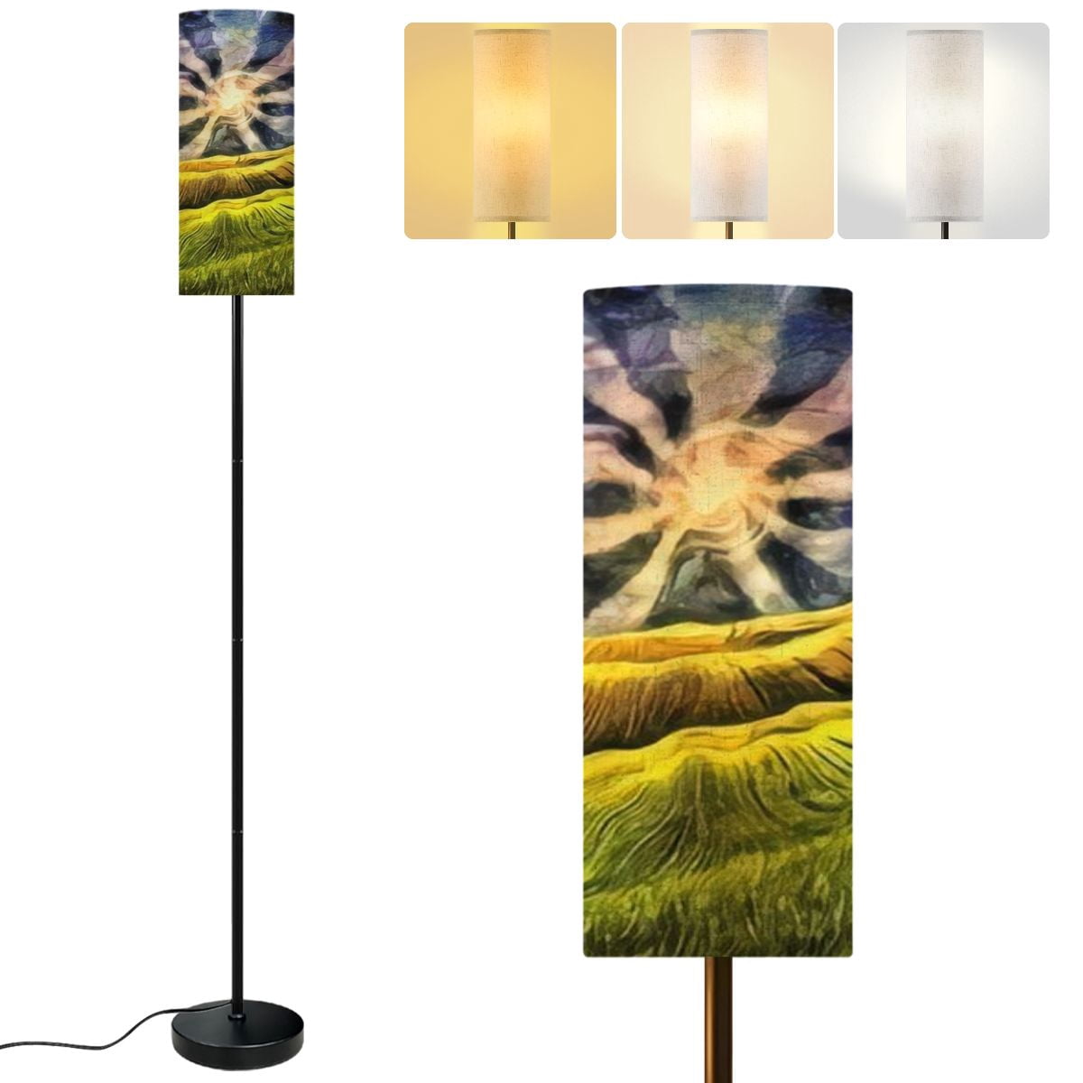 Modern Standing Floor Lamp Surreal painting Sunbeams green fields ...