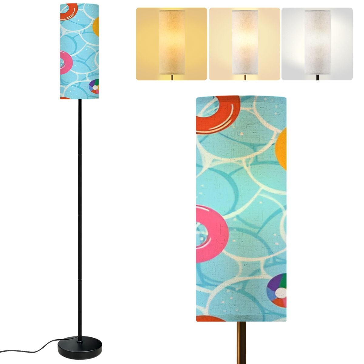 Modern Standing Floor Lamp Swim rings floating blue water seamless ...