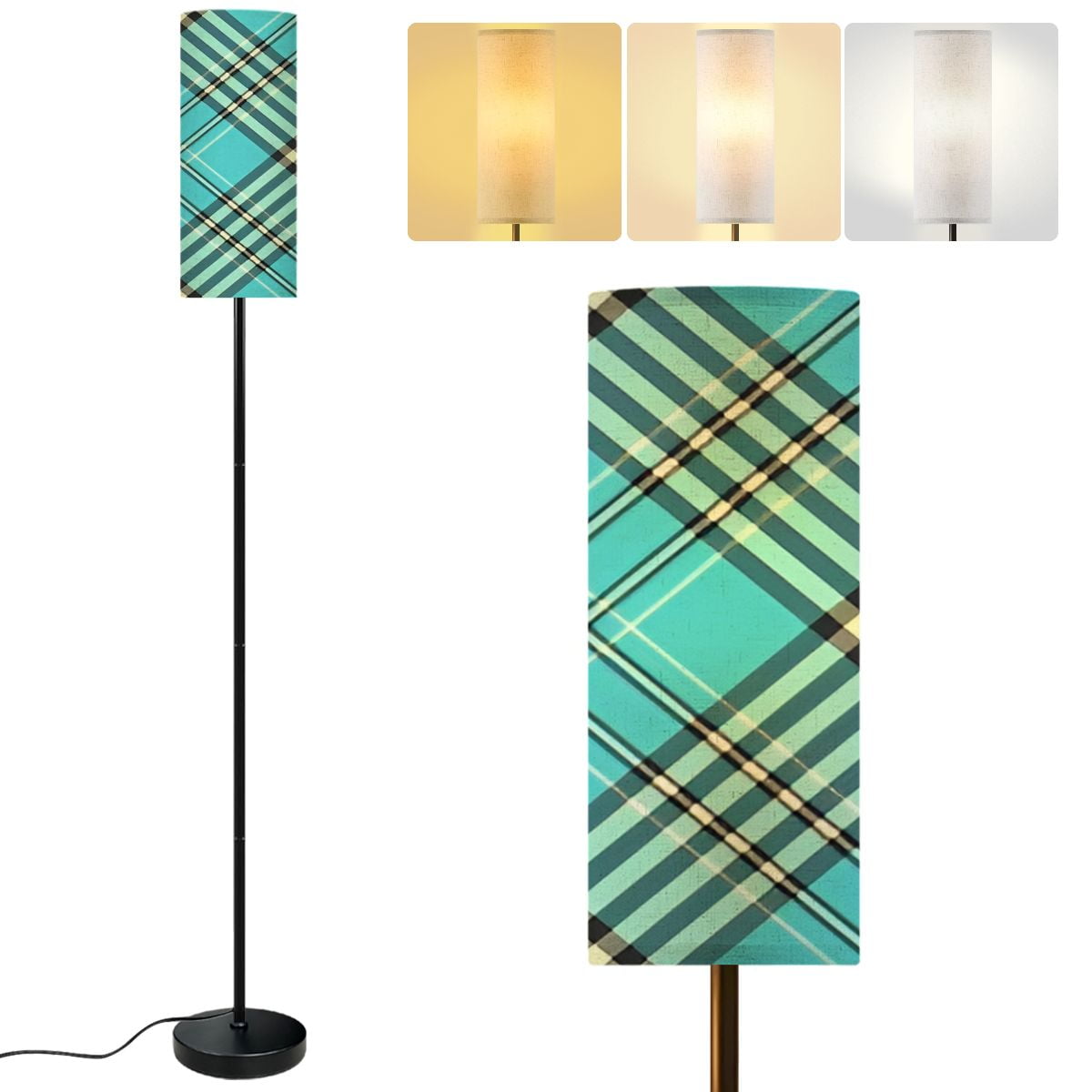 Modern Standing Floor Lamp Tartan plaid print Checkered fabric texture ...