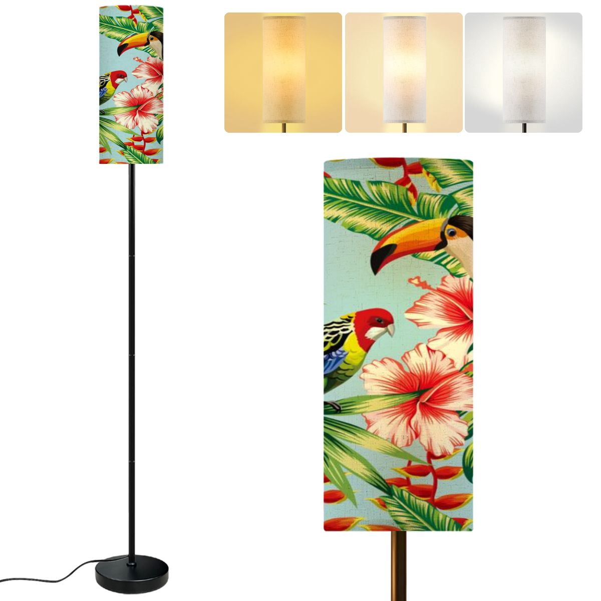 Modern Standing Floor Lamp Tropic bird toucan multicolor parrot exotic ...