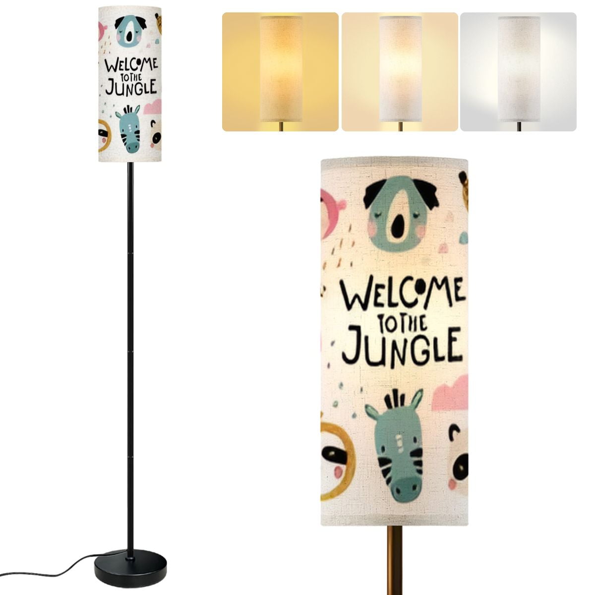 Modern Standing Floor Lamp Tropical Africa Set Cute animals faces ...