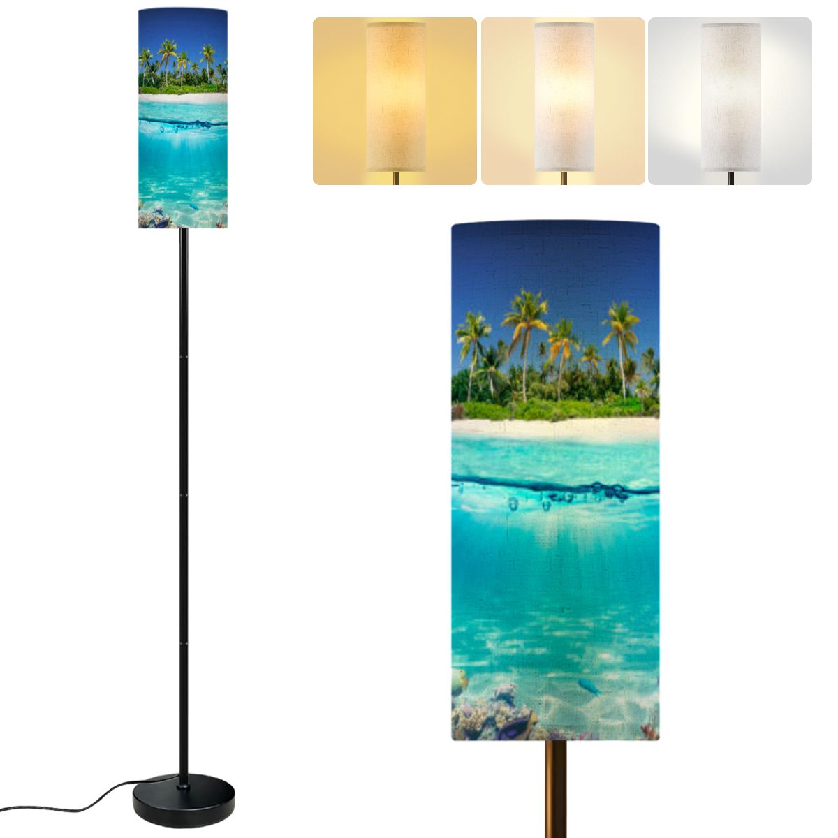 Modern Standing Floor Lamp Tropical Island Coral Reef Split View ...
