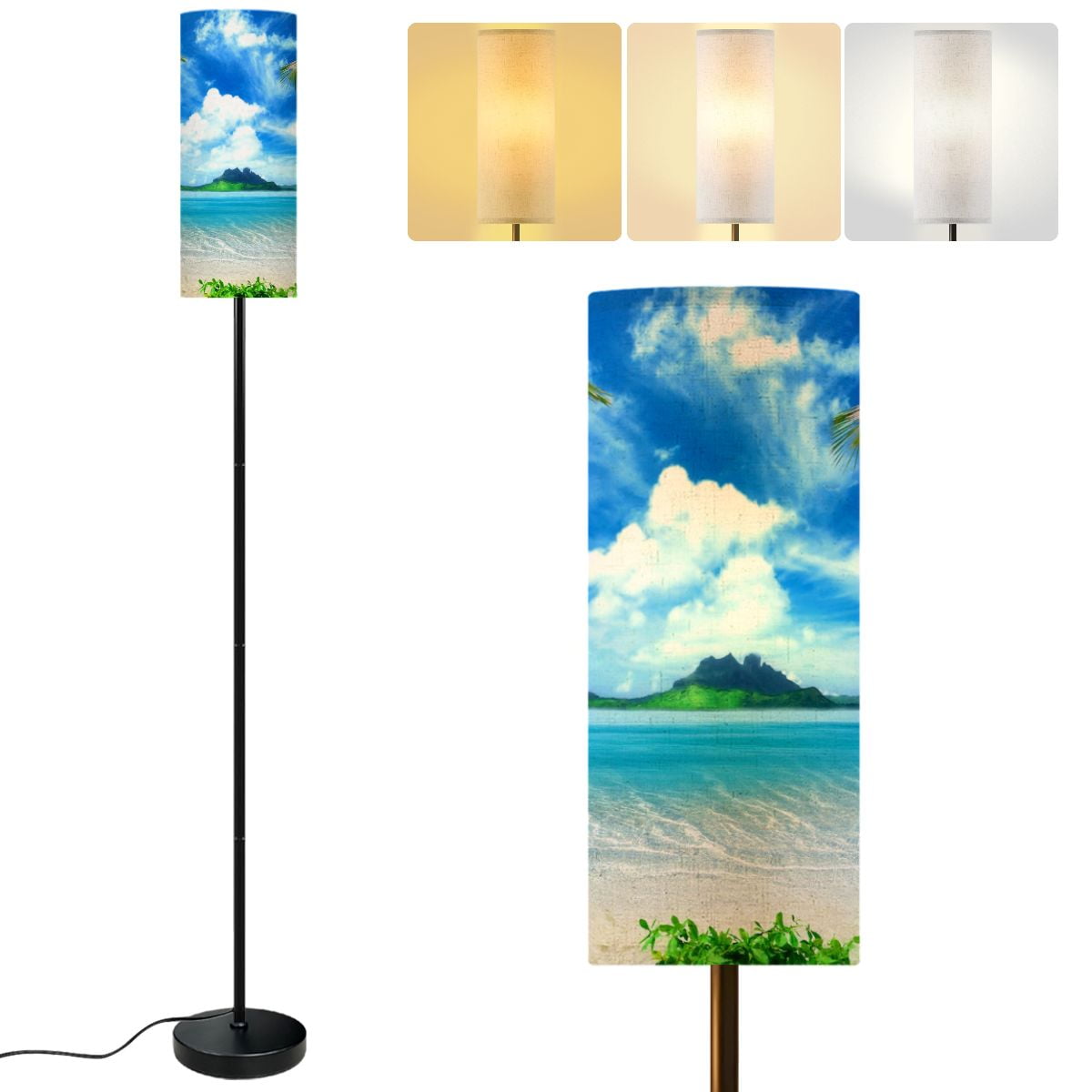 Modern Standing Floor Lamp Tropical coast beach hang palm trees View ...