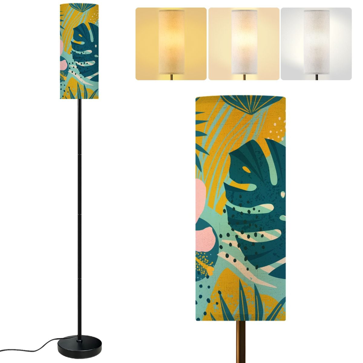 Modern Standing Floor Lamp Tropical flowers Mid Century Modern Art ...