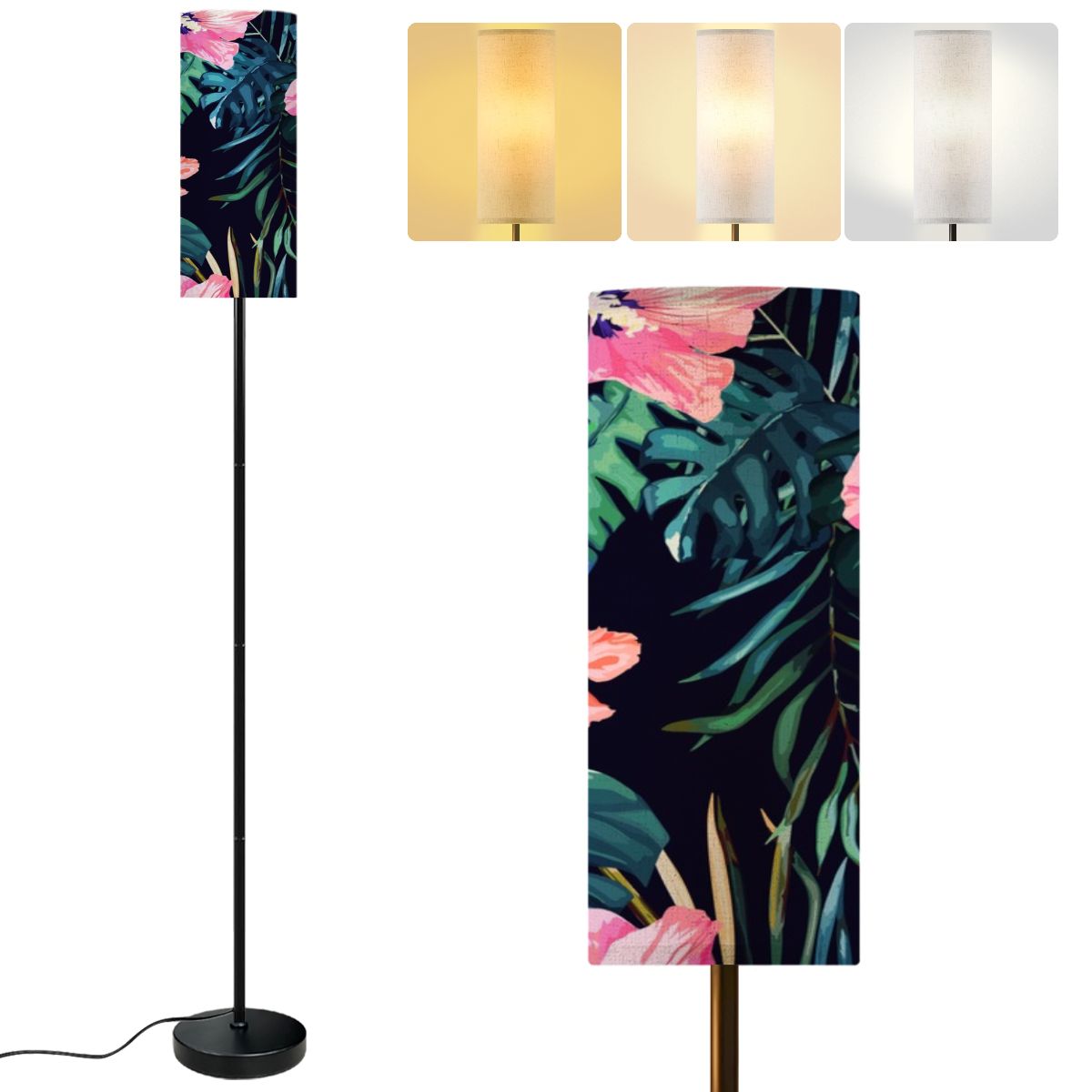 Modern Standing Floor Lamp Tropical seamless Palm tree leaves flower ...