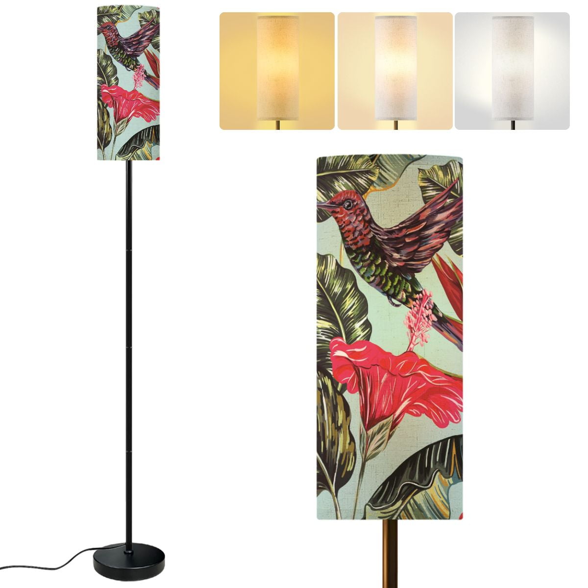 Modern Standing Floor Lamp Tropical seamless exotic flowers ...