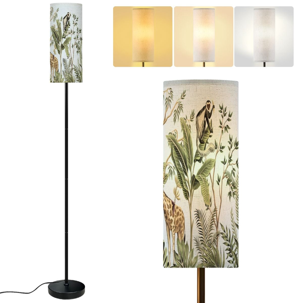 Modern Standing Floor Lamp Tropical vintage botanical landscape palm ...