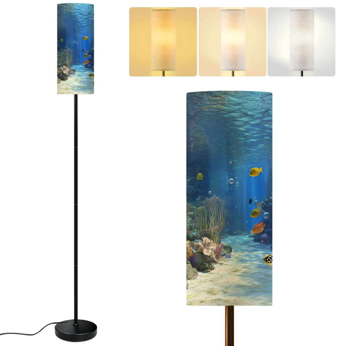 Modern Standing Floor Lamp Undersea Underwater World Turtle Goldfish ...