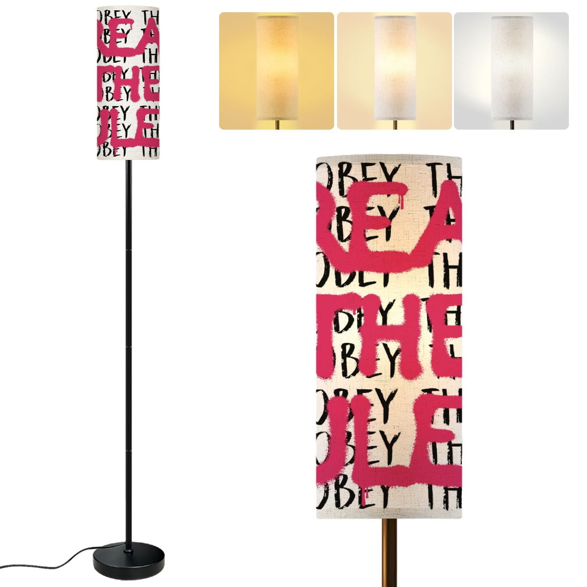 Modern Standing Floor Lamp Urban street style break rules slogan print ...
