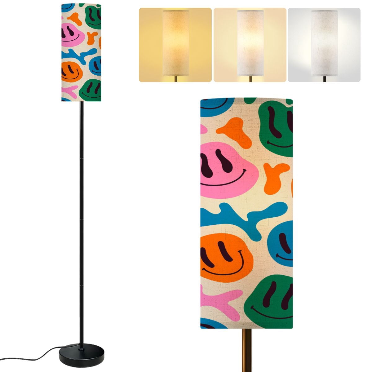 Modern Standing Floor Lamp Various colorful melting smiling Faces Lava ...
