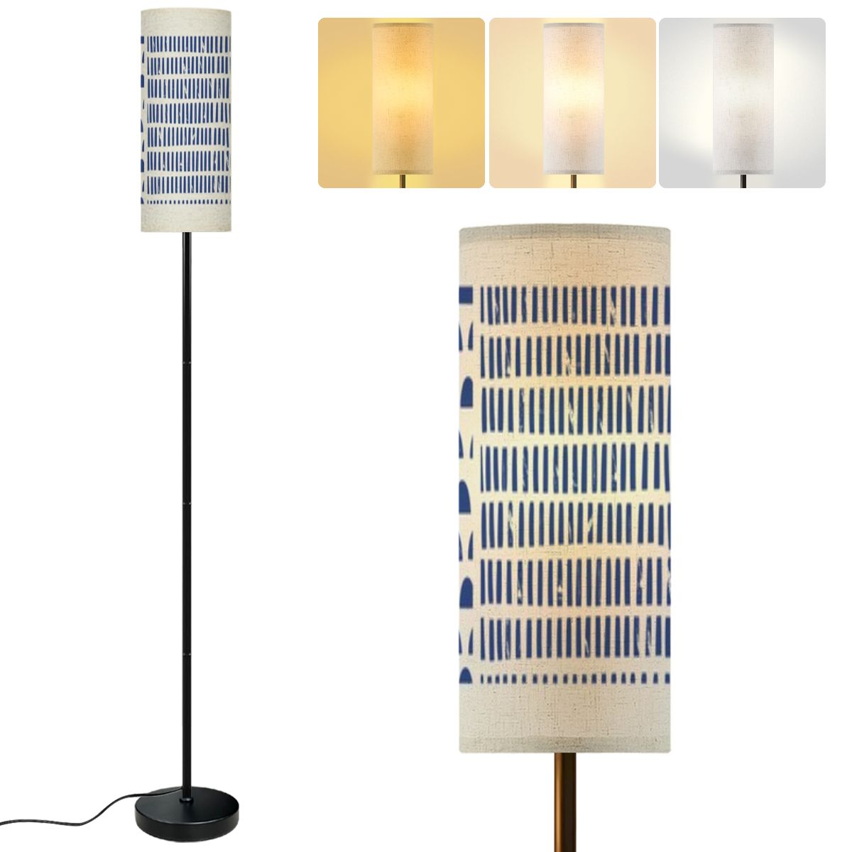 Modern Standing Floor Lamp Various lines shapes Stamp texture Set three ...
