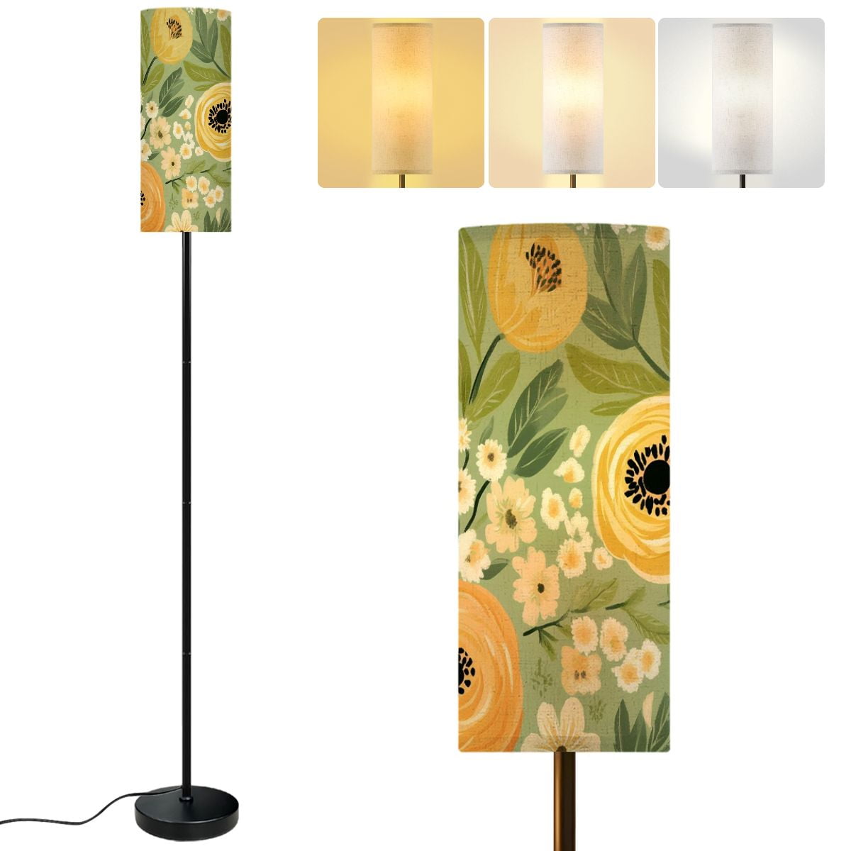 Modern Standing Floor Lamp Vintage Floral Boho Floral Floral Flower ...