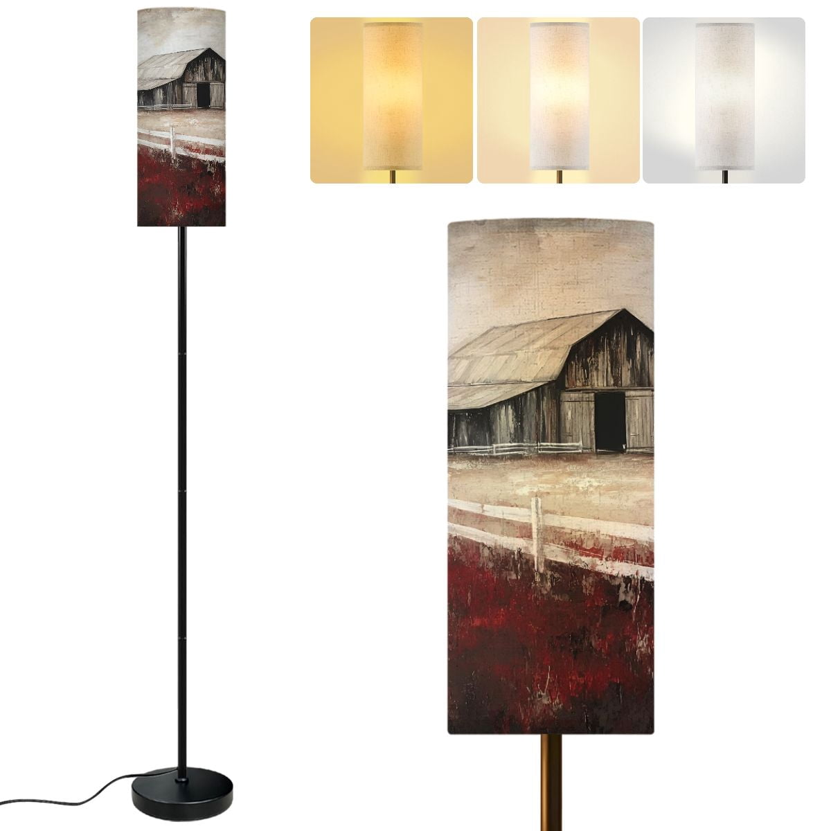 Modern Standing Floor Lamp Vintage Landscape Nature Rustic Farmhouse ...