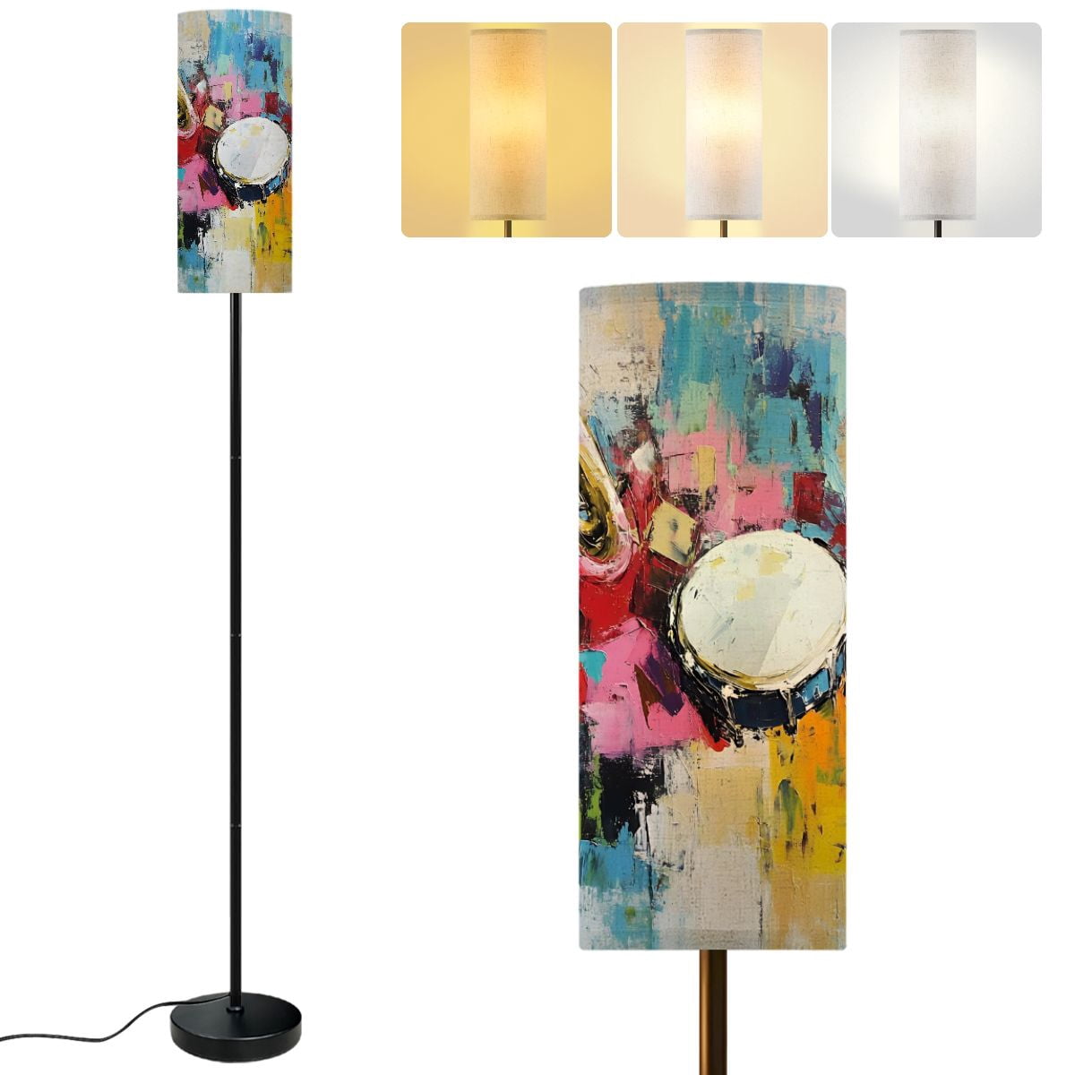 Modern Standing Floor Lamp Vintage Music Abstract Guitar Drum Violin ...