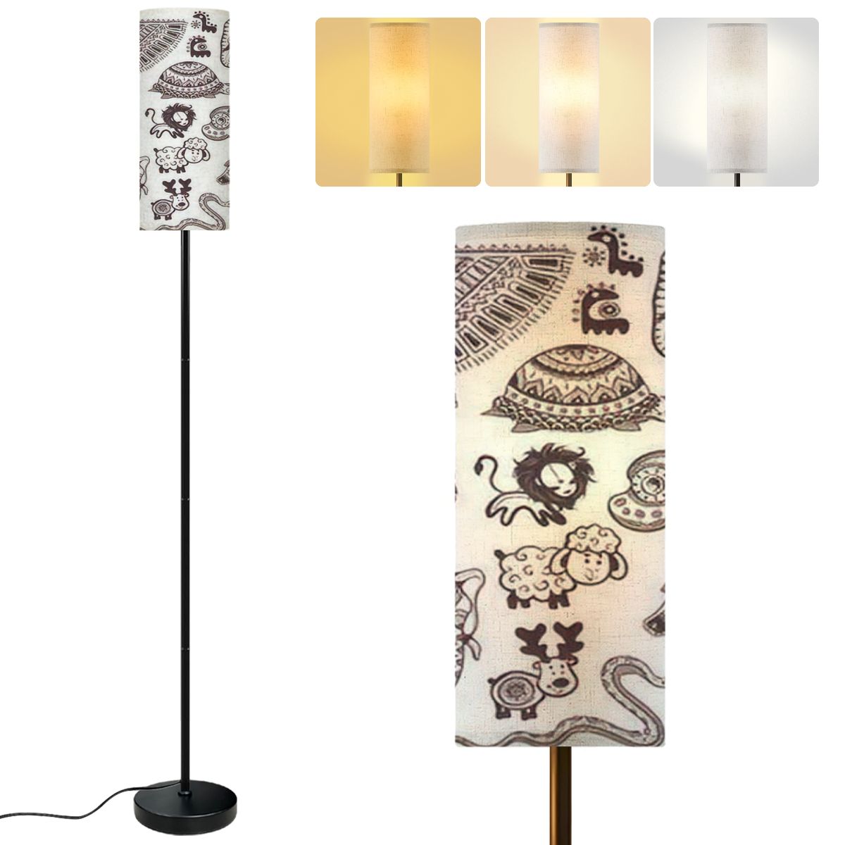 Modern Standing Floor Lamp Vintage graphic Indian lotus cute ethnic ...