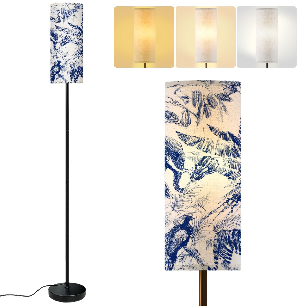 Modern Standing Floor Lamp Vintage seamless pattern tropical floral ...