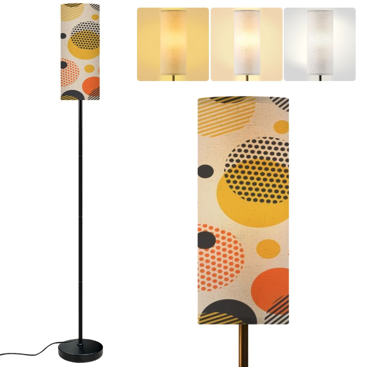 Modern Standing Floor Lamp Vintage style scattered circle geometry ...