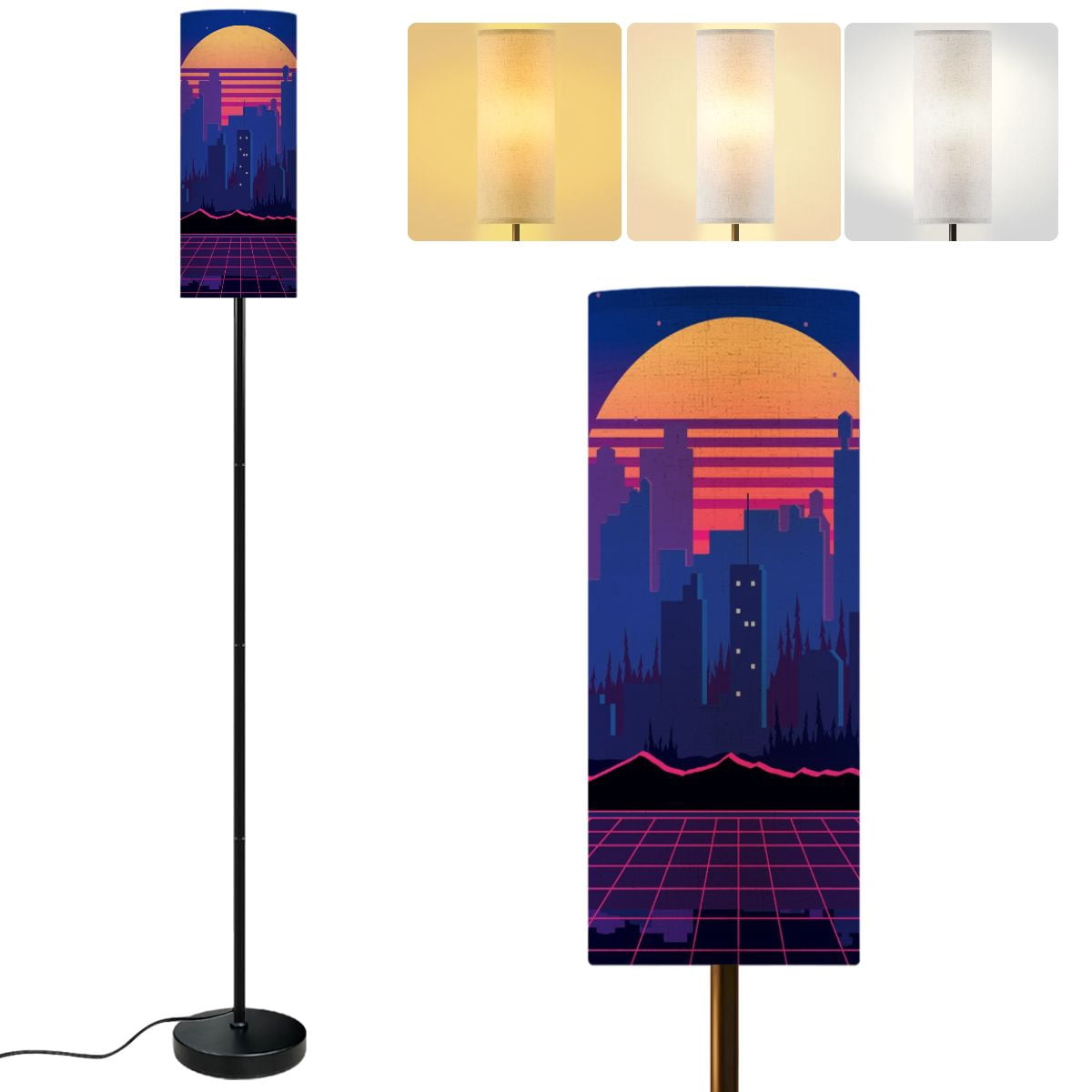 Modern Standing Floor Lamp Vintage vaporwave cyber city purple pink ...
