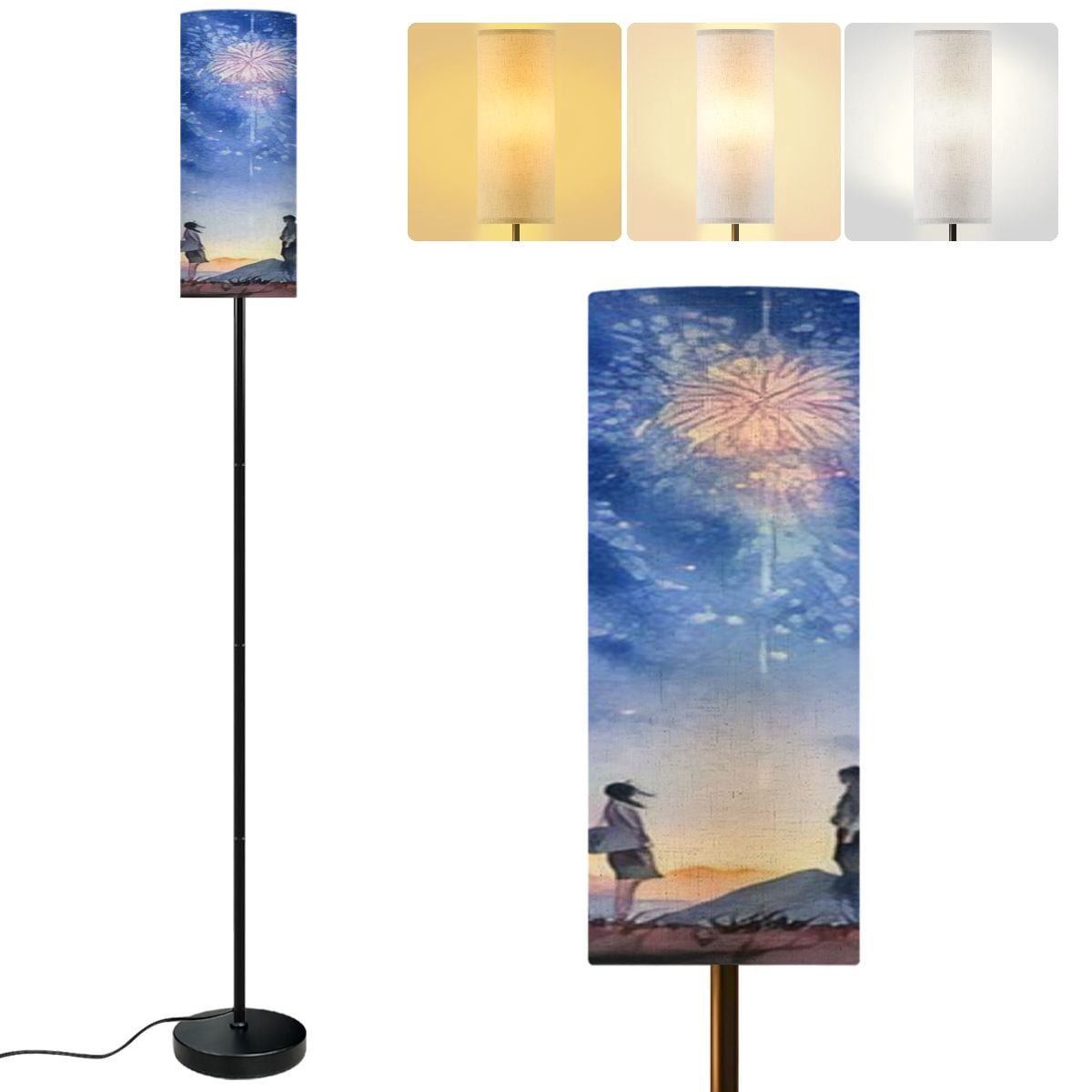 Modern Standing Floor Lamp Watercolor Painting Couple under Firework ...