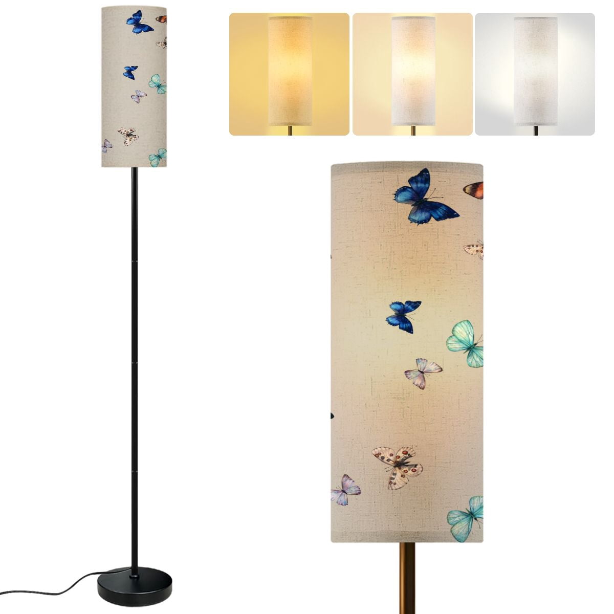 Modern Standing Floor Lamp Watercolor butterfly seamless pattern hand ...