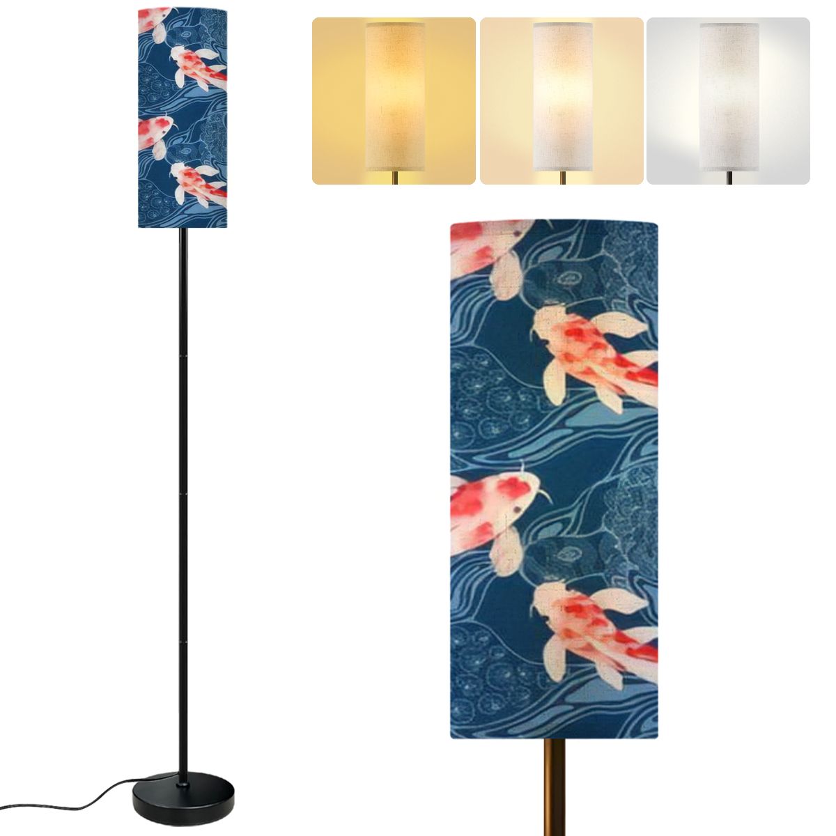 Modern Standing Floor Lamp Watercolor fish seamless pattern texture ...