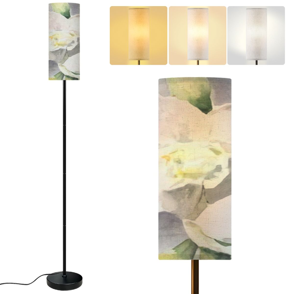 Modern Standing Floor Lamp Watercolor floral Narcissus Greeting Wedding ...