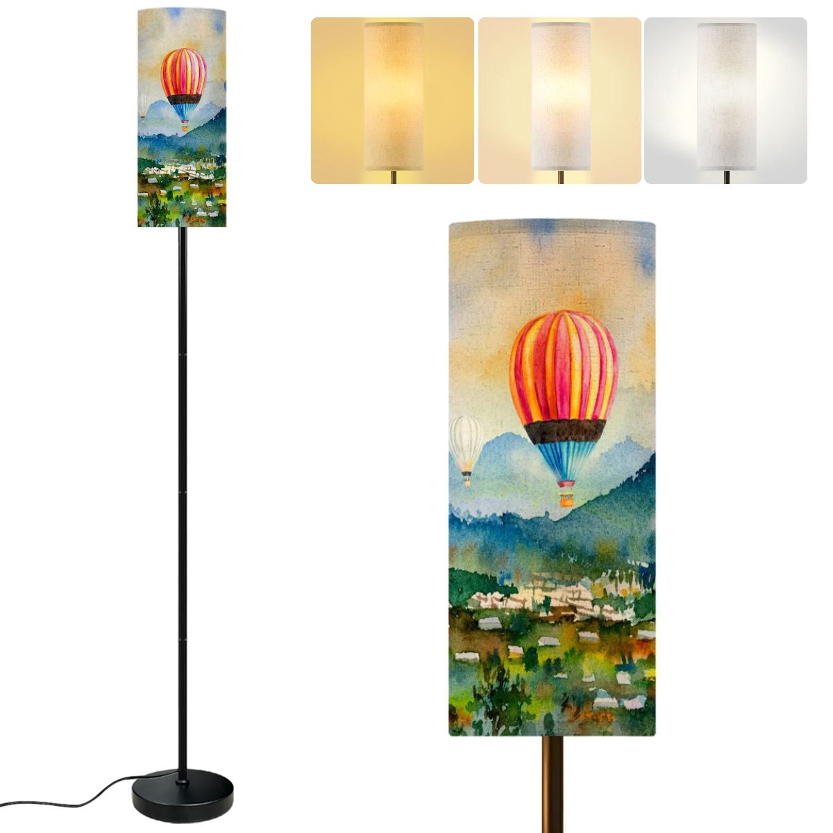 Modern Standing Floor Lamp Watercolor landscape painting colorful hot ...