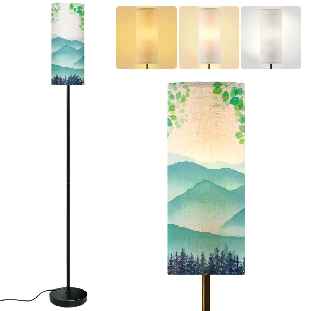 Modern Standing Floor Lamp Watercolor mountains landscape seen from top ...