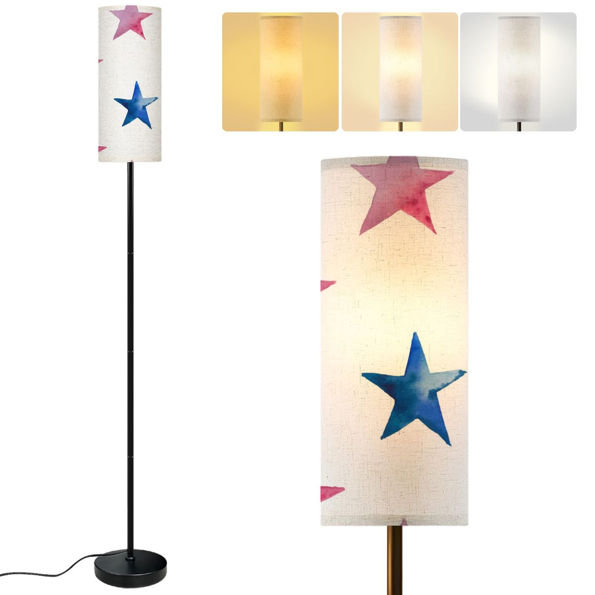 Modern Standing Floor Lamp Watercolor stars seamless pattern Hand drawn ...