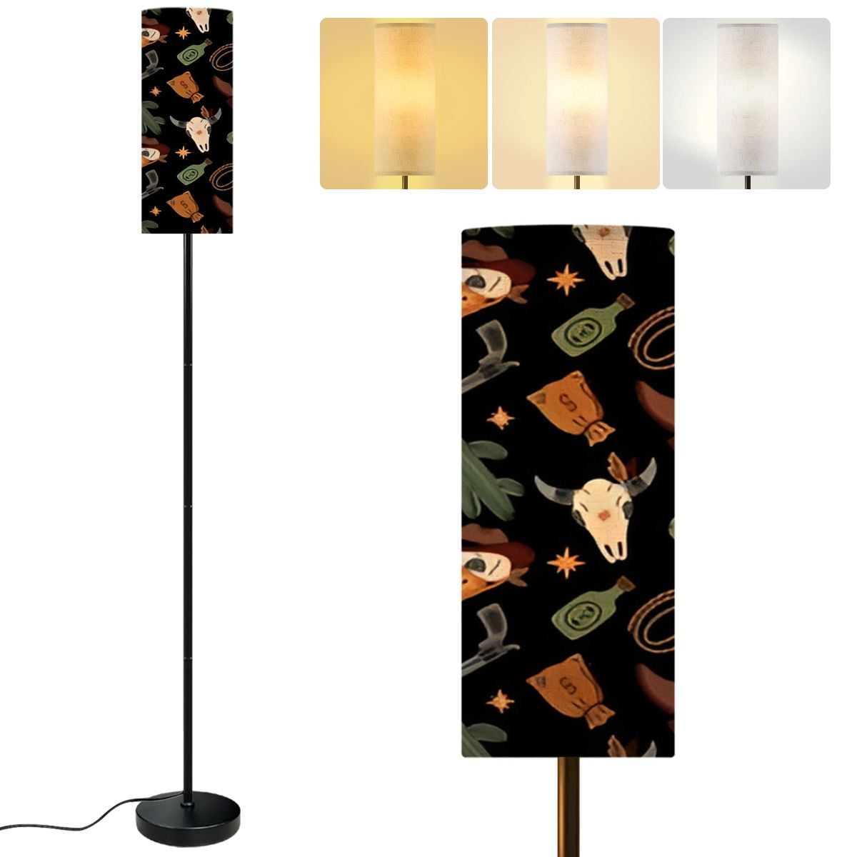 Modern Standing Floor Lamp Western elements seamless Wild west cartoon ...