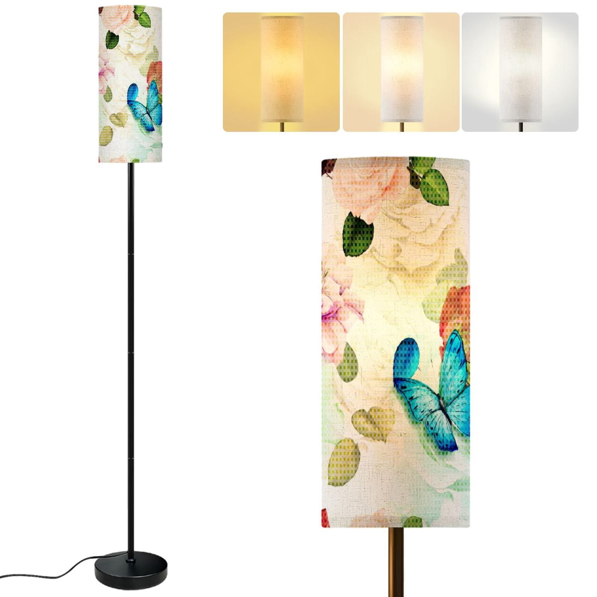 Modern Standing Floor Lamp Wide floral vintage seamless Roses flowers ...