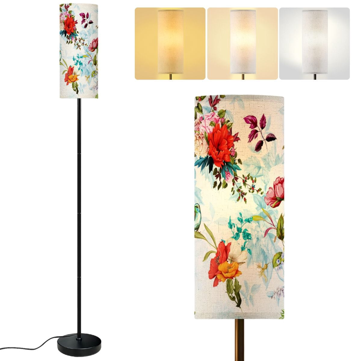 Modern Standing Floor Lamp Wide vintage seamless pattern Rose wild ...