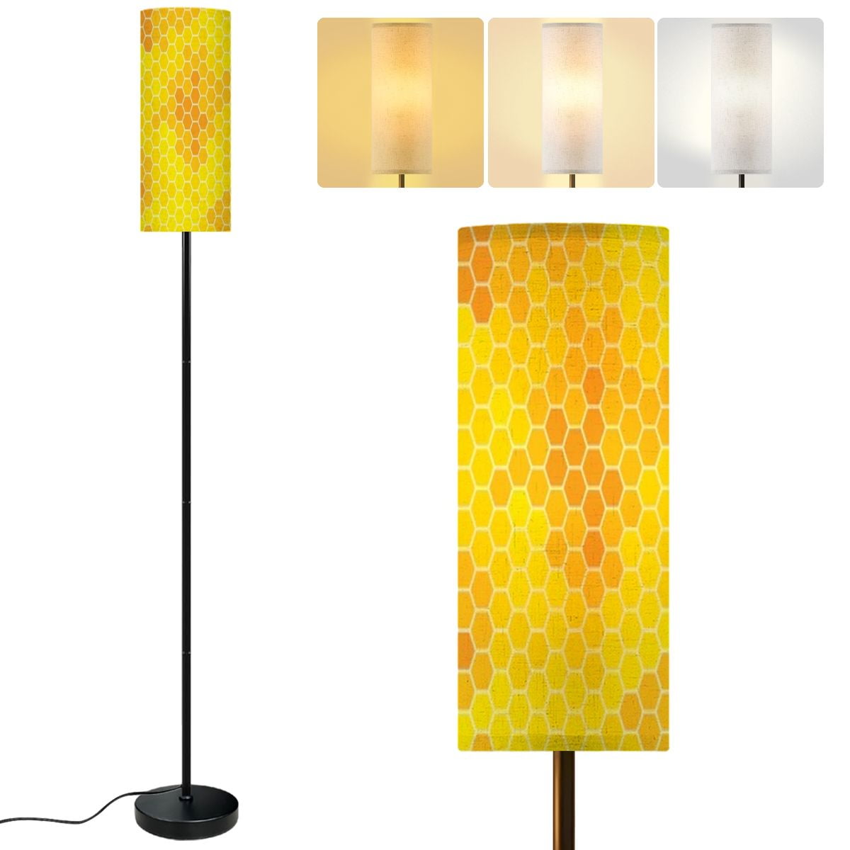 Modern Standing Floor Lamp Yellow orange beehive Honeycomb bees hive ...