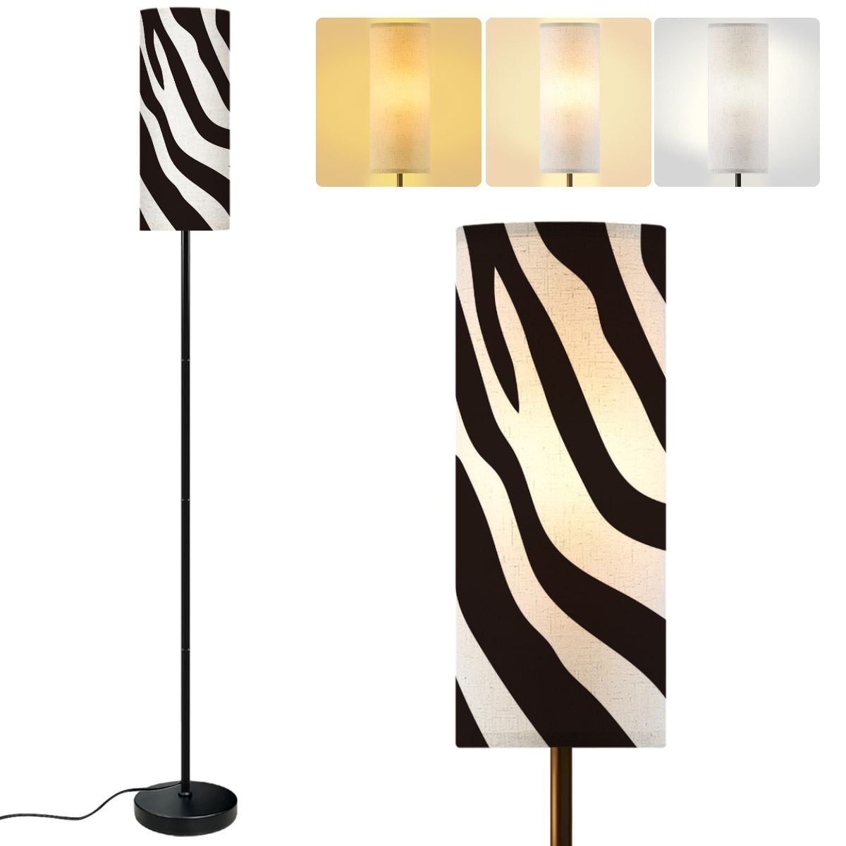 Modern Standing Floor Lamp Zebra Stripes Pattern Zebra print animal ...
