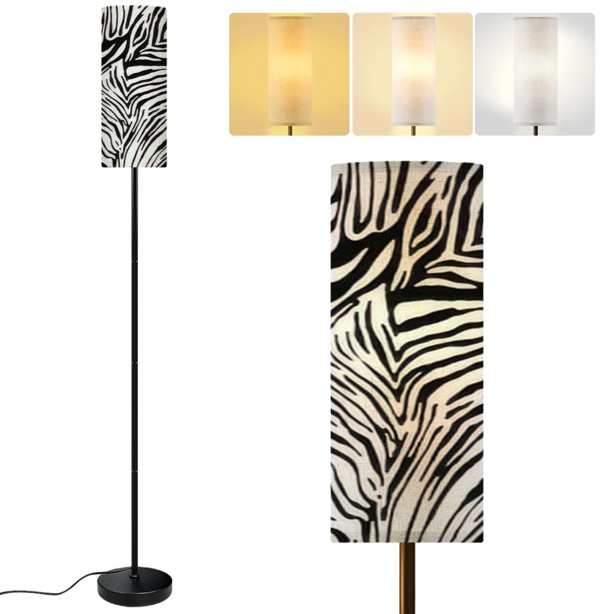 Modern Standing Floor Lamp Zebra print animal skin tiger stripes ...