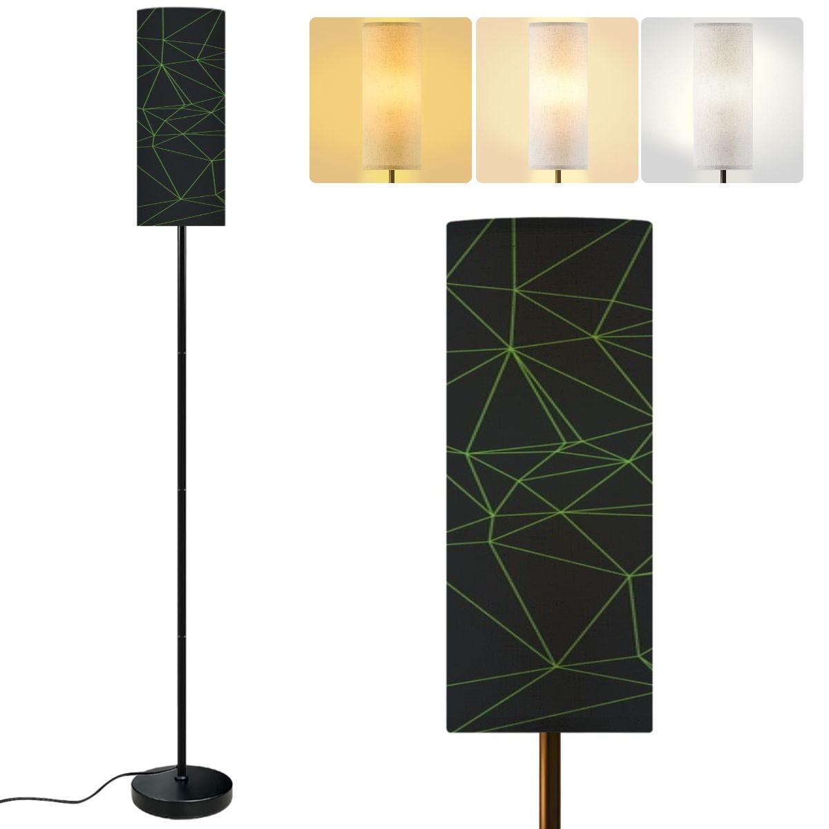 Modern Standing Floor Lamp abstract green line triangle geometric line ...