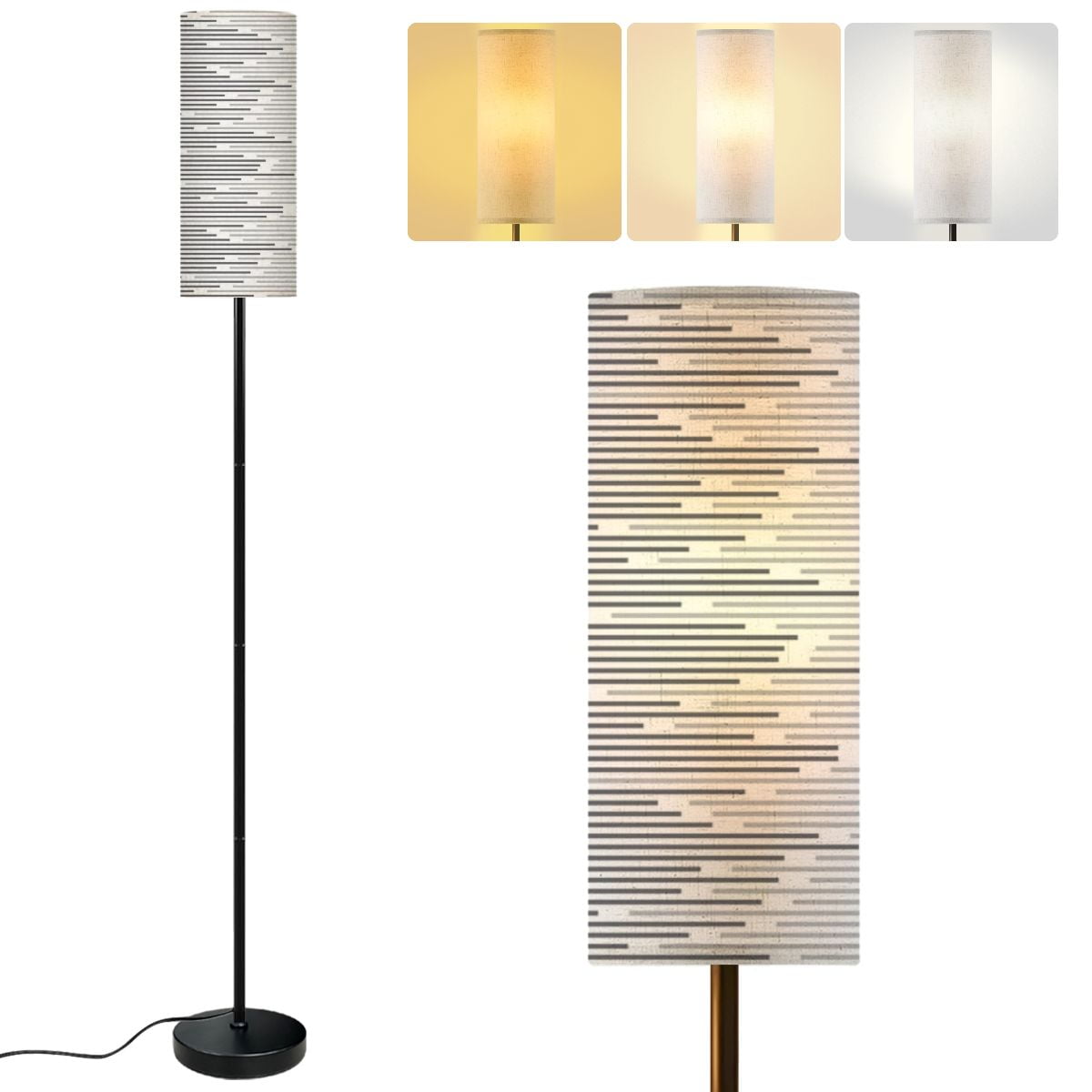 Modern Standing Floor Lamp abstract minimal design stripe Lines Pattern ...